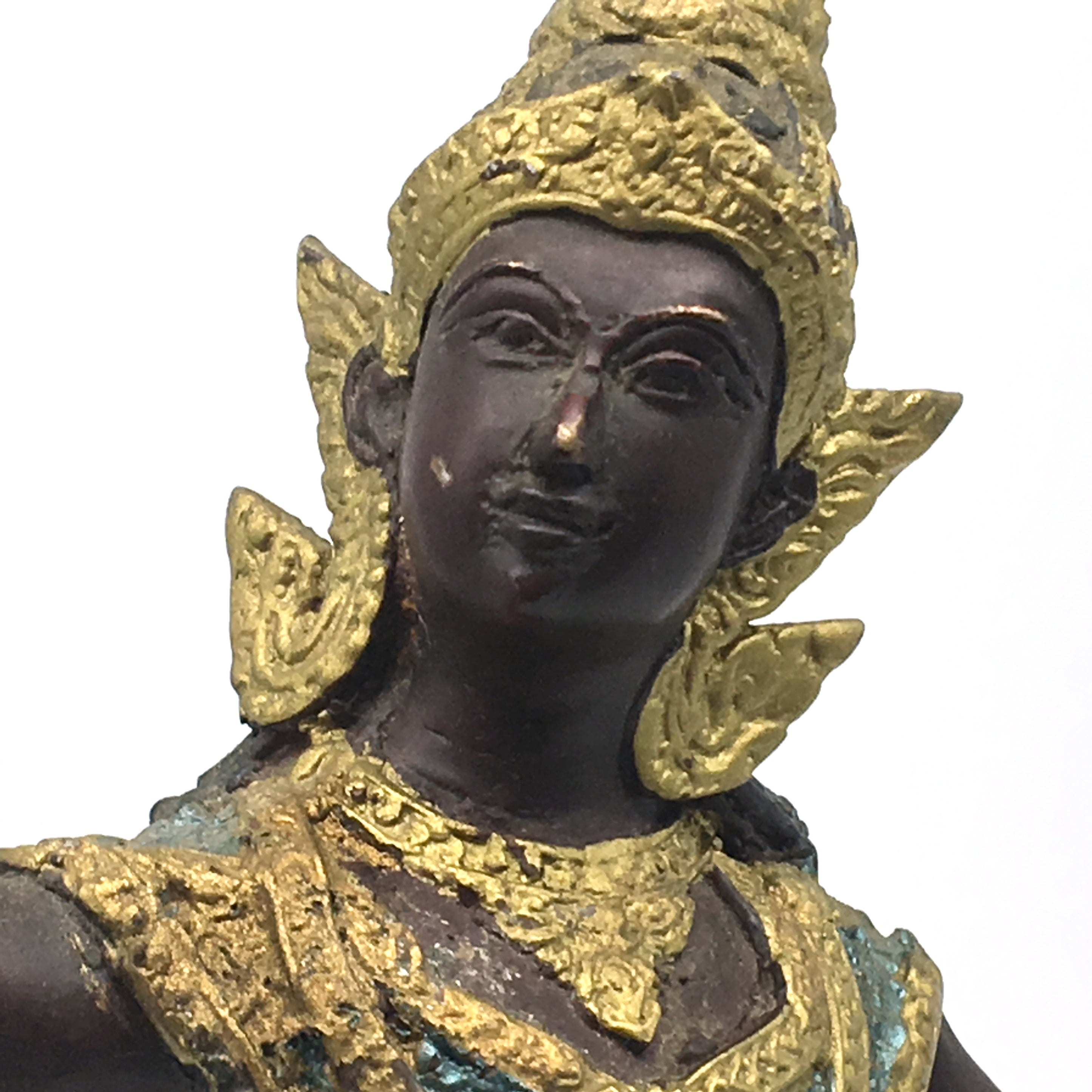 Vintage Gilded Thai Teppanom Temple Guard Dancer Dancing Statue Sculpt ...