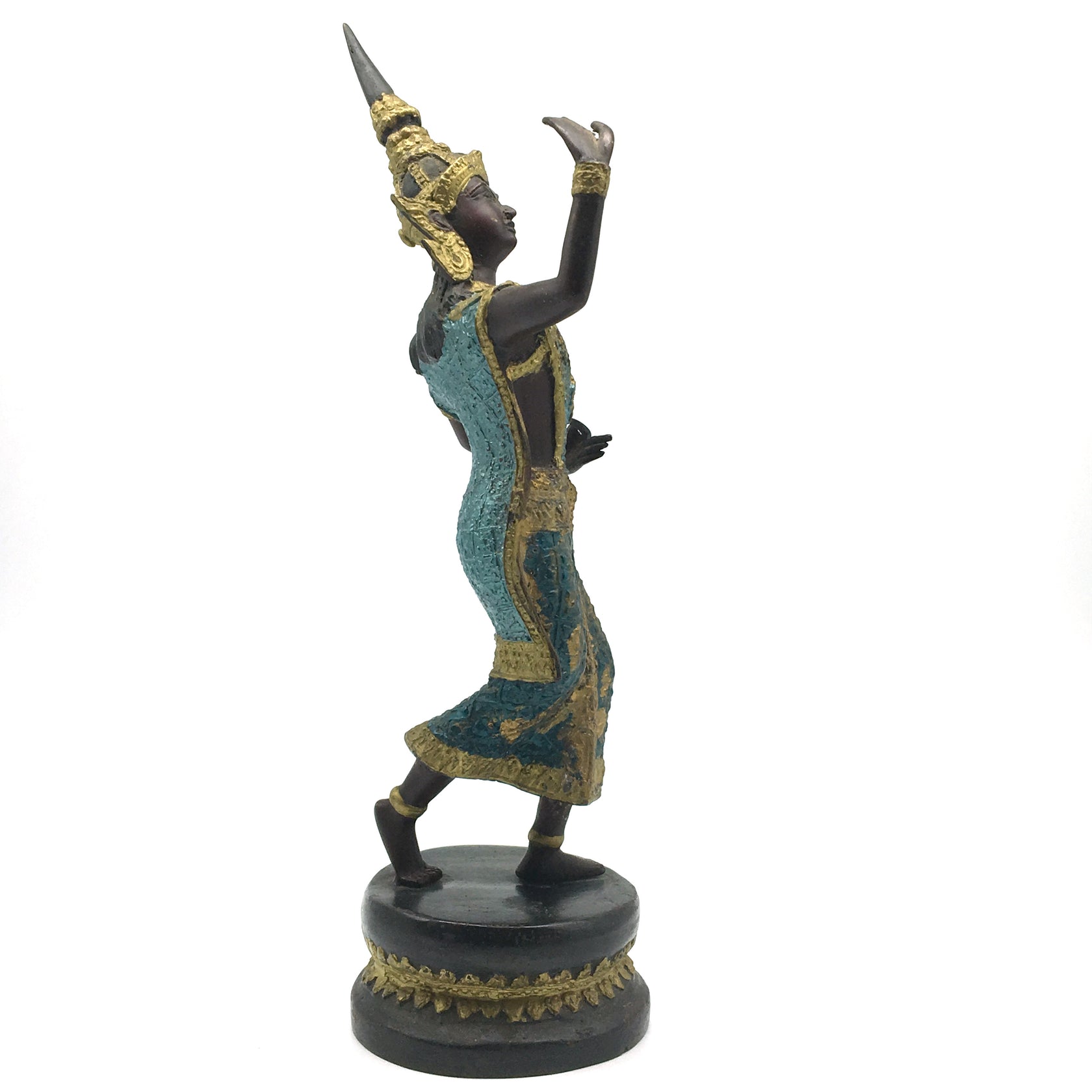 Vintage Gilded Thai Teppanom Temple Guard Dancer Dancing Statue Sculpt ...